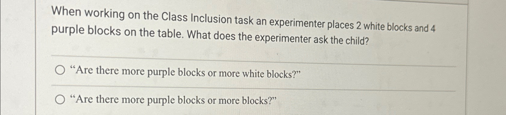 Solved When working on the Class Inclusion task an | Chegg.com