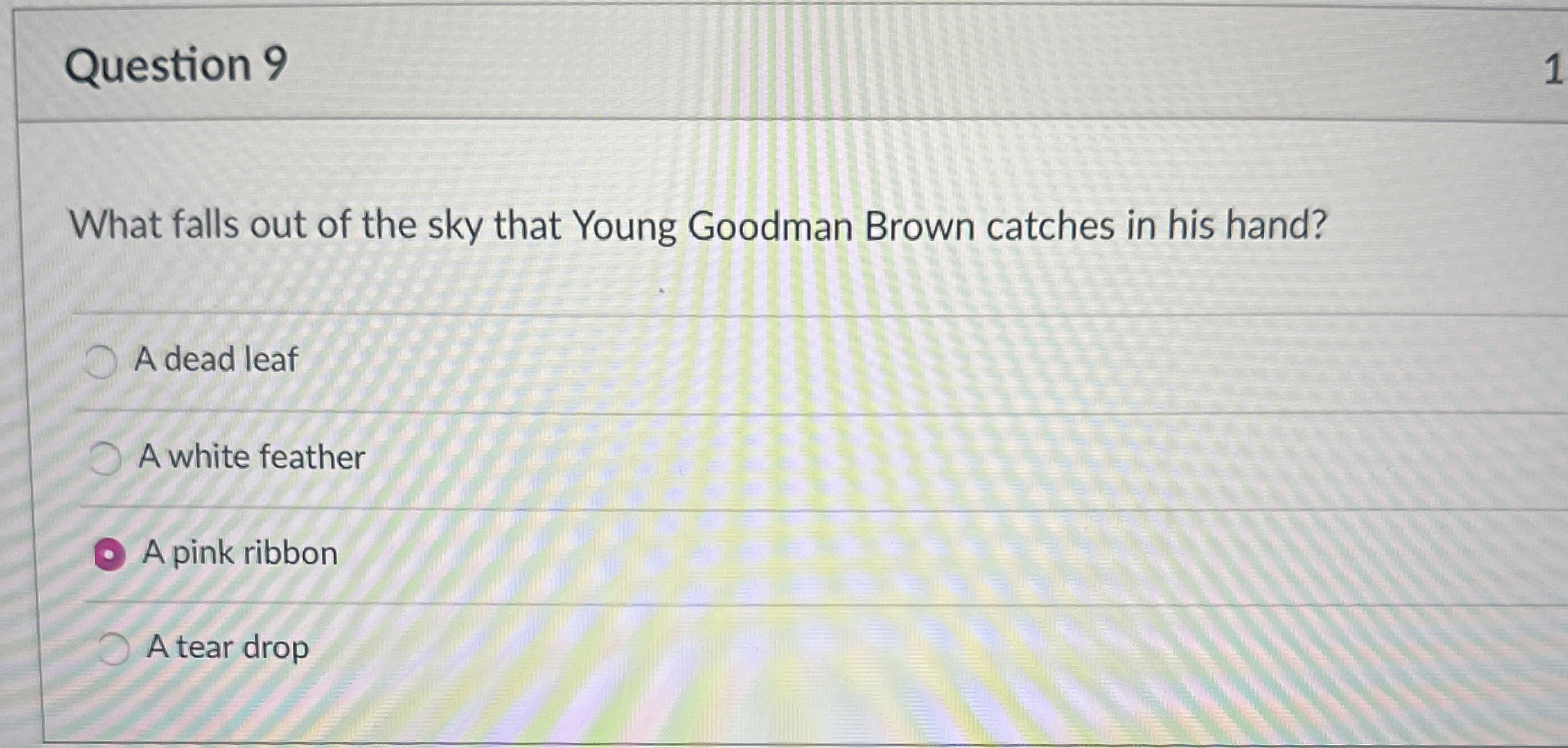 Solved Question 9What falls out of the sky that Young | Chegg.com