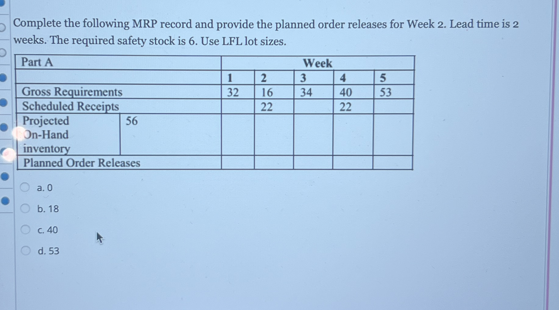 Solved Complete the following MRP record and provide the | Chegg.com