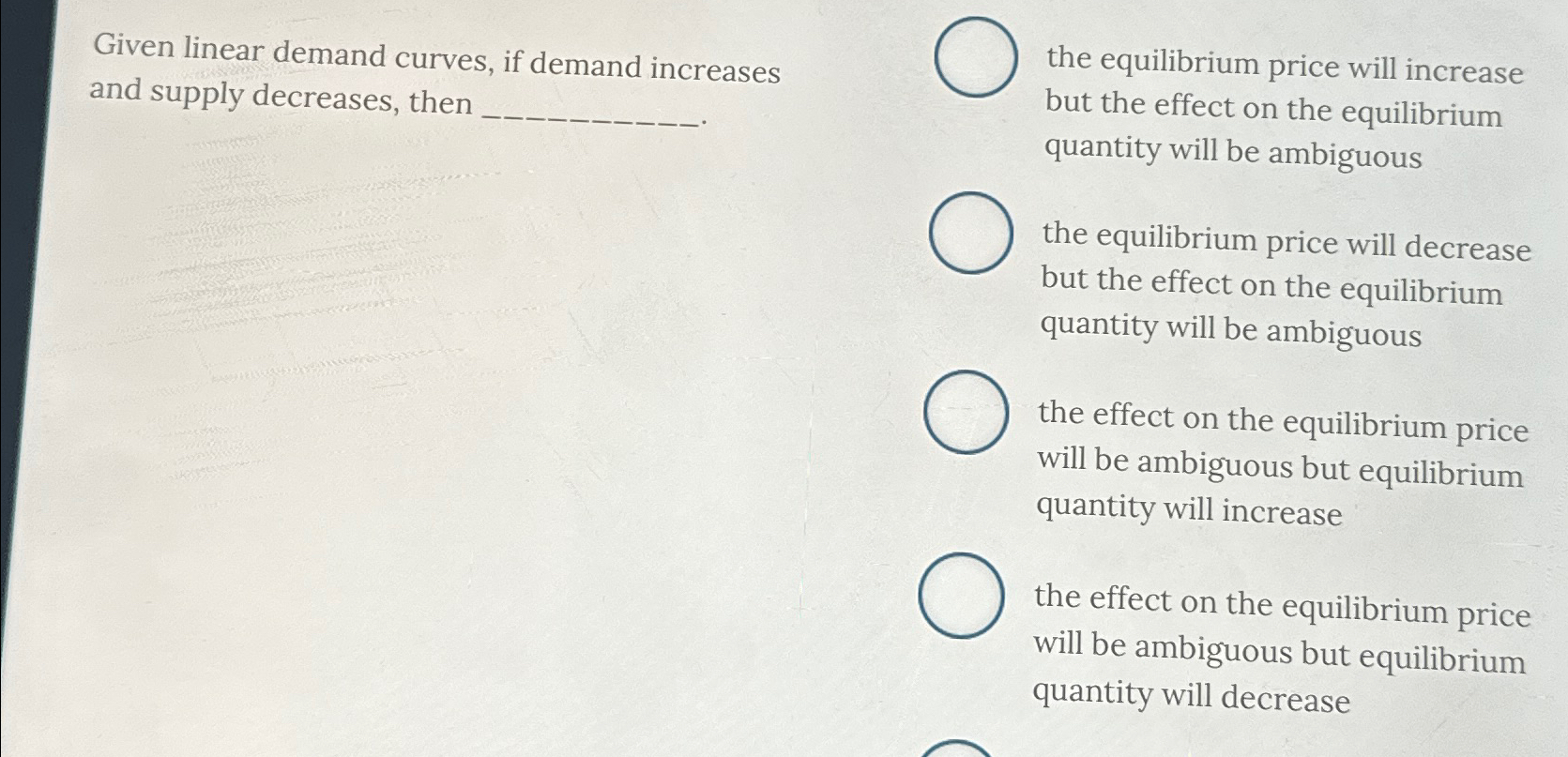 Solved Given linear demand curves, if demand increases and | Chegg.com