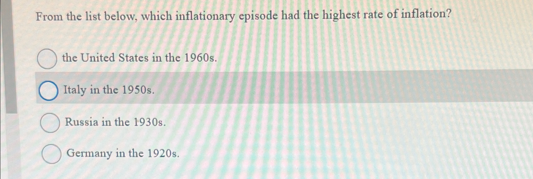 Solved From the list below, which inflationary episode had | Chegg.com