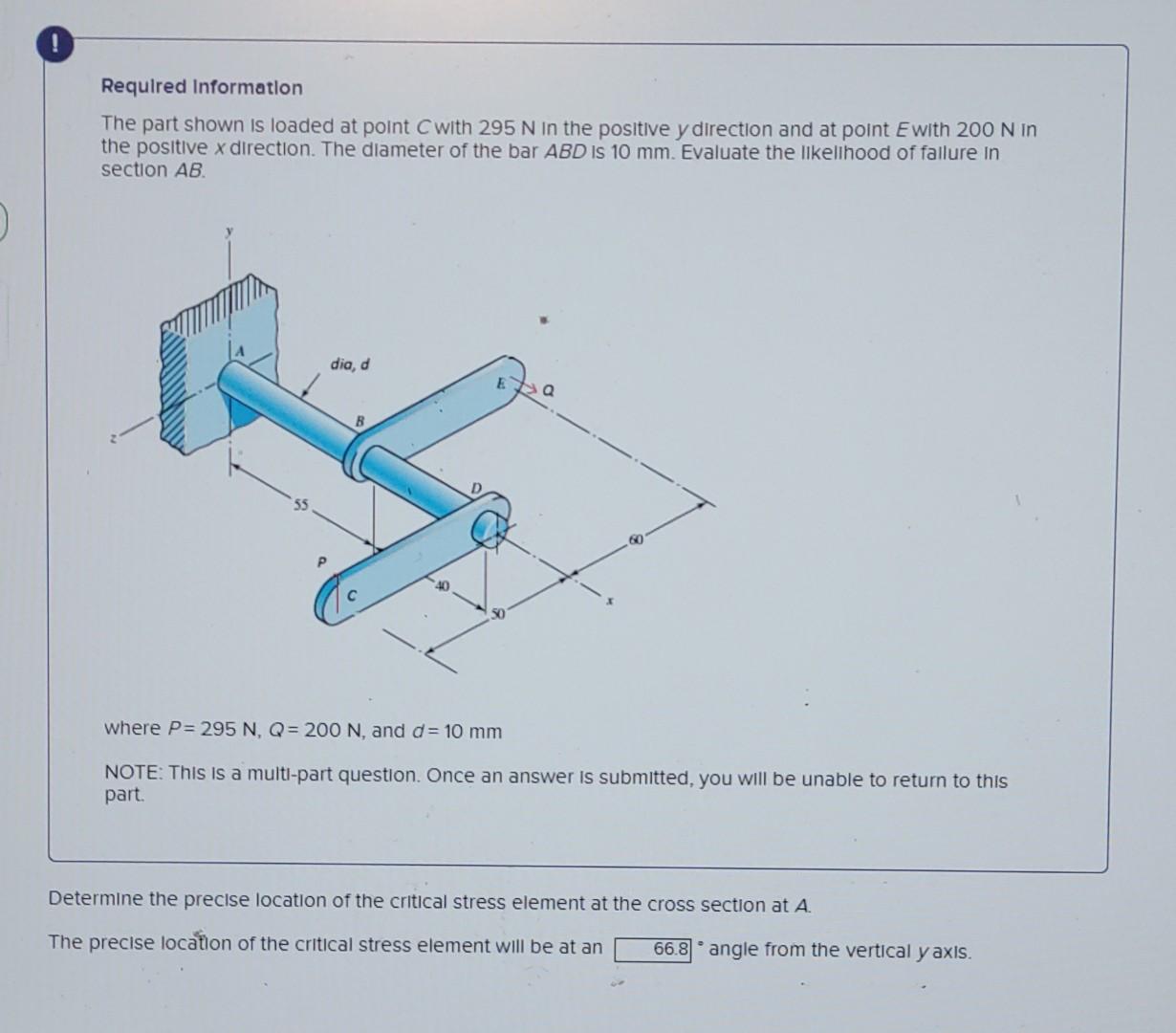 Solved Required Information The part shown is loaded at | Chegg.com
