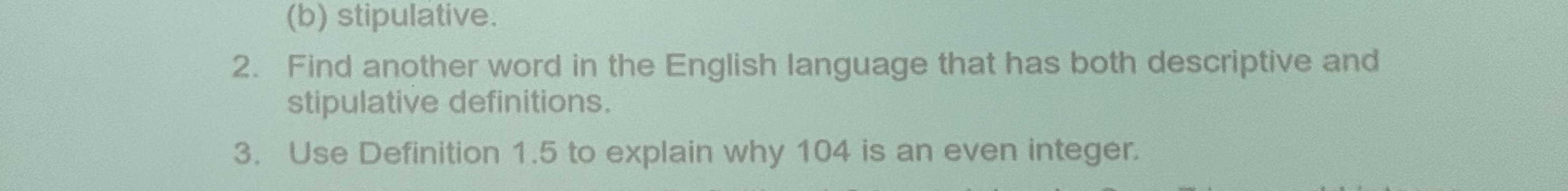 Solved (b) ﻿stipulative.Find another word in the English | Chegg.com