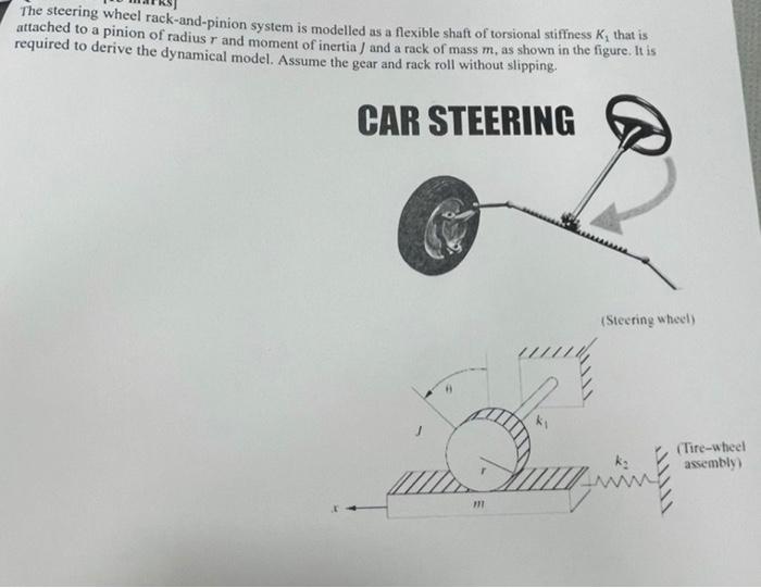 The steering wheel rack-and-pinion system is modelled | Chegg.com