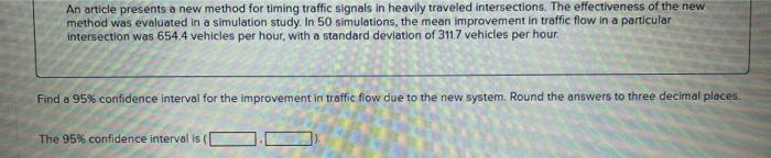 Solved An article presents a new method for timing traffic | Chegg.com