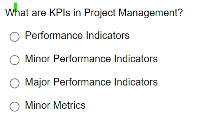 Solved What are KPIs in Project Management?Performance | Chegg.com