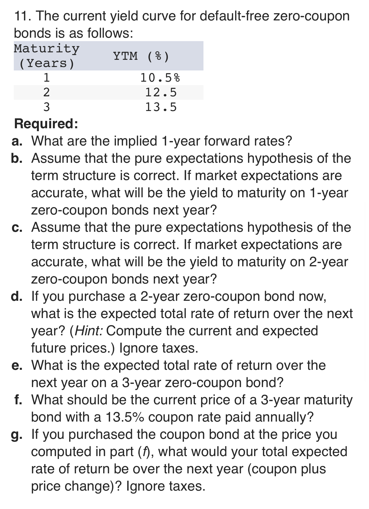 Solved 11. ﻿The current yield curve for default-free | Chegg.com