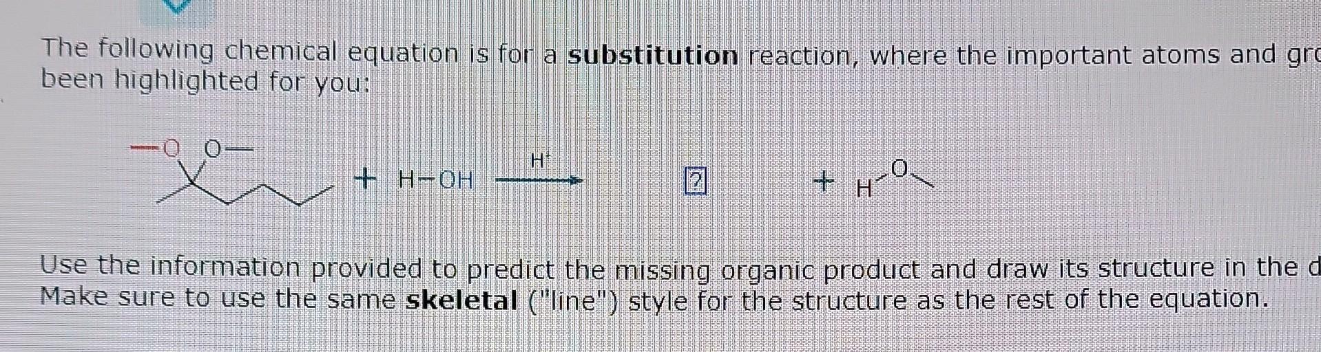 Solved The following chemical equation is for a substitution | Chegg.com