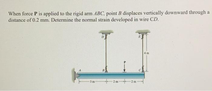 Solved When force P is applied to the rigid arm ABC, point B | Chegg.com
