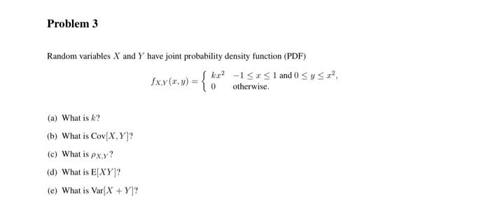Solved Random variables X and Y have joint probability | Chegg.com