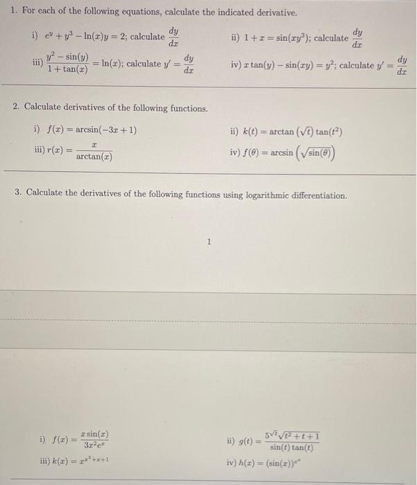 Solved 1. For each of the following equations, calculate the | Chegg.com