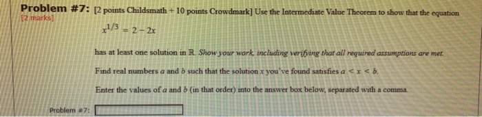 Solved Problem #7: [2 points Childsmath + 10 points | Chegg.com