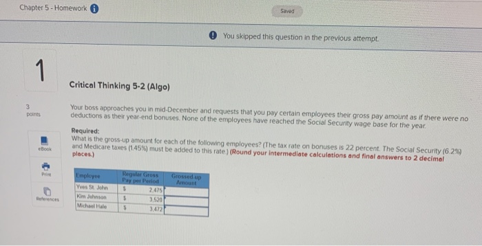 Solved Chapter 5 - Homework Saved 0 You skipped this | Chegg.com