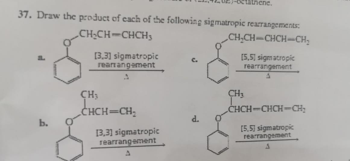 Solved Lancnc. 37. Draw the product of cach of the following | Chegg.com