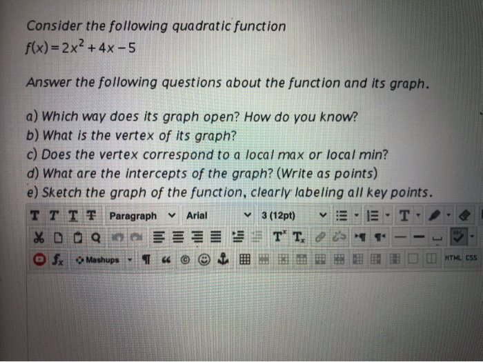 Solved Consider the following quadratic function f(x)=2x2 + | Chegg.com
