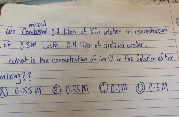 Solved mixed We Combined Ord liters of RCL solution in | Chegg.com