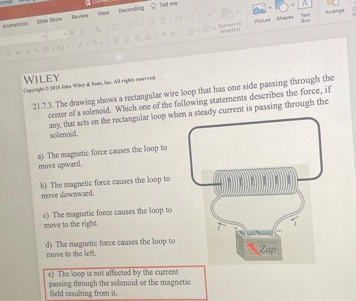 Solved 21.7.3. The drawing shows a rectangular wire loop | Chegg.com