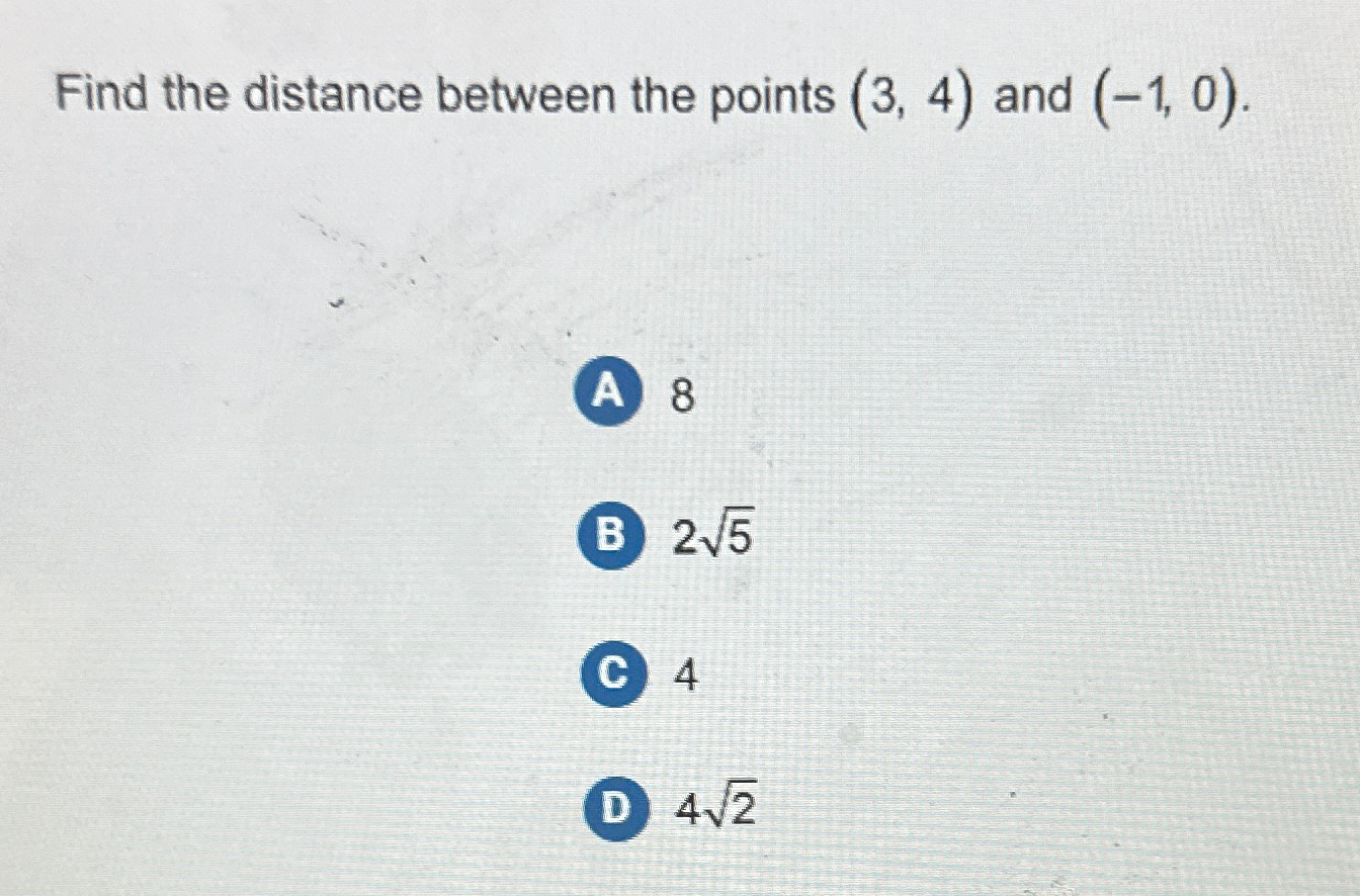 Solved Find the distance between the points (3,4) ﻿and | Chegg.com