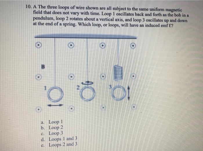 Solved 10. A The three loops of wire shown are all subject | Chegg.com