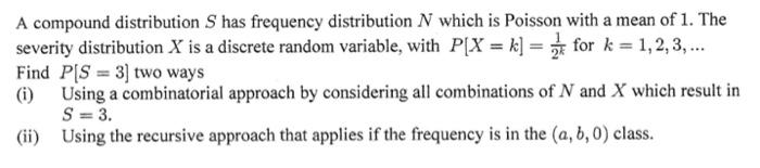 Solved A compound distribution S has frequency distribution | Chegg.com