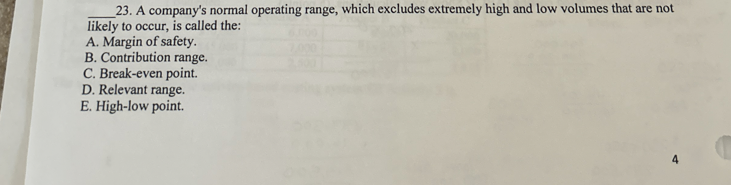 Solved q, 23. ﻿A company's normal operating range, which | Chegg.com