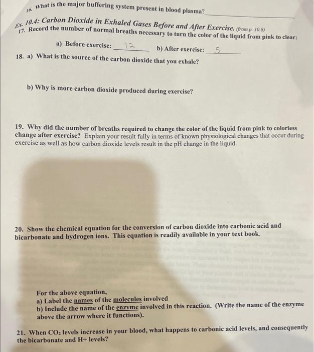 Solved 16. What is the major buffering system present in | Chegg.com