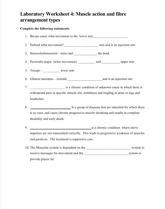 Solved Laboratory Worksheet 4: Muscle action and fibre | Chegg.com