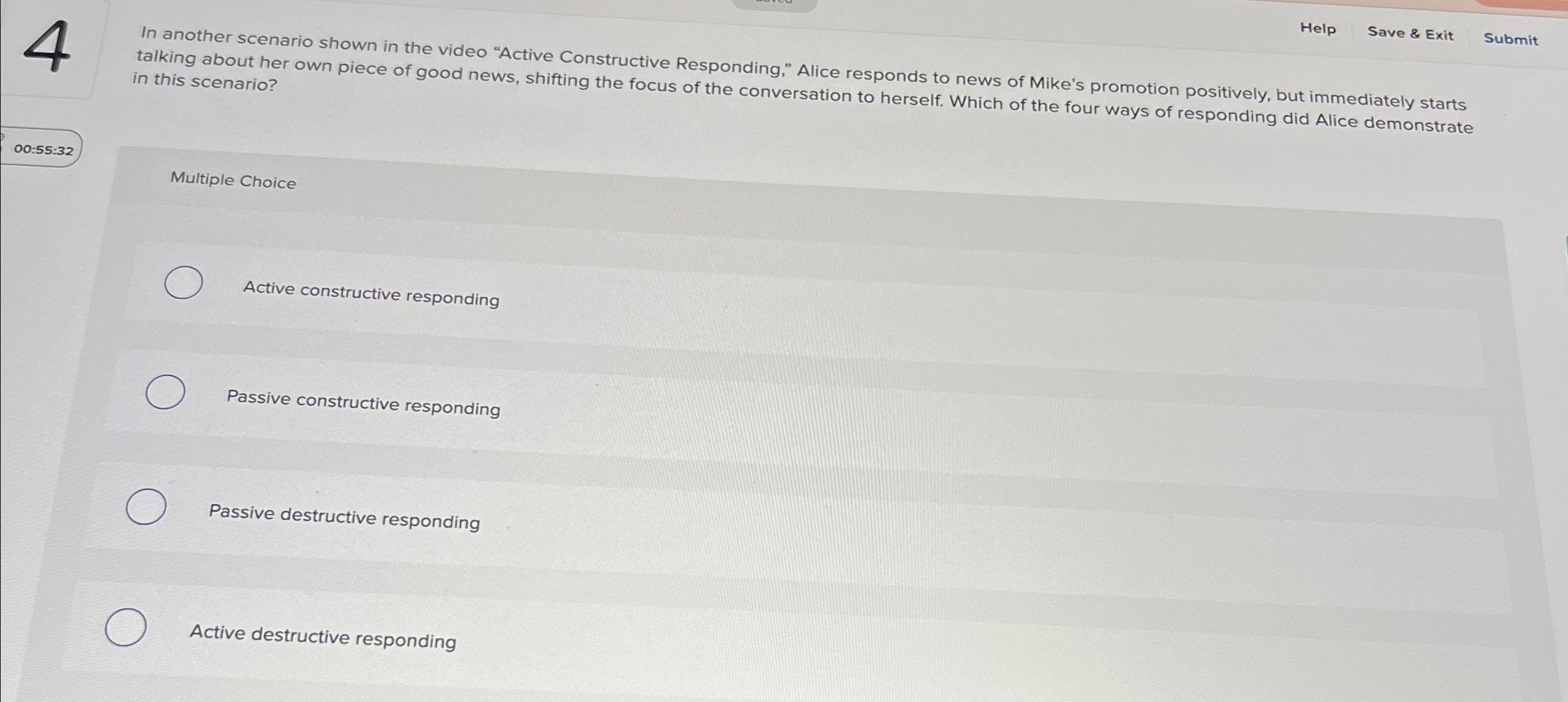 Solved 4In another scenario shown in the video "Active | Chegg.com