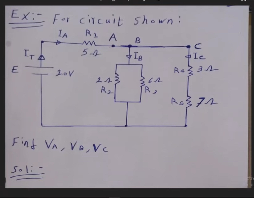 Solved Ex:- ﻿For circuit shown:Find VA,VB,VCSol:- | Chegg.com
