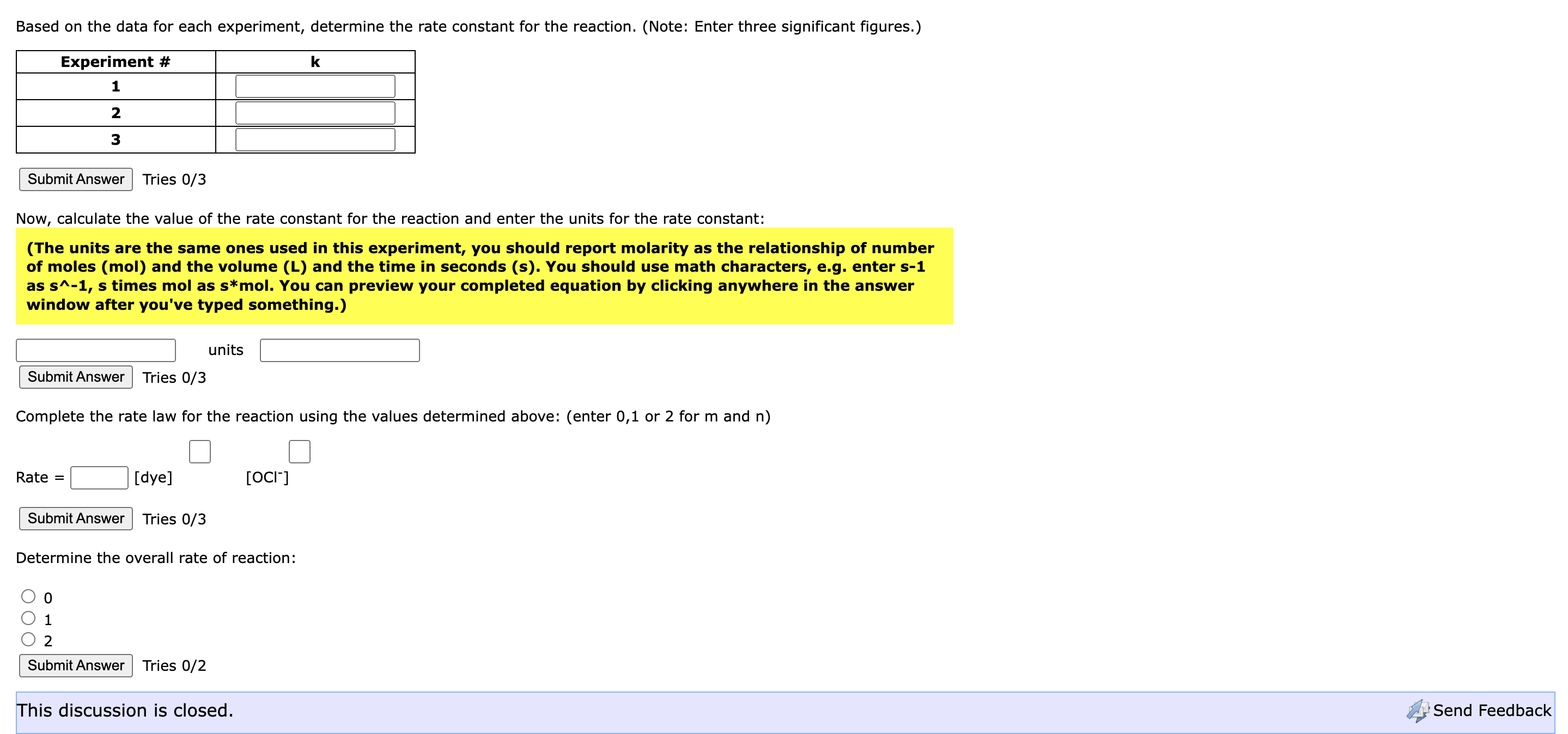 Solved Submit Answer Tries 0/3Based on the data for each | Chegg.com