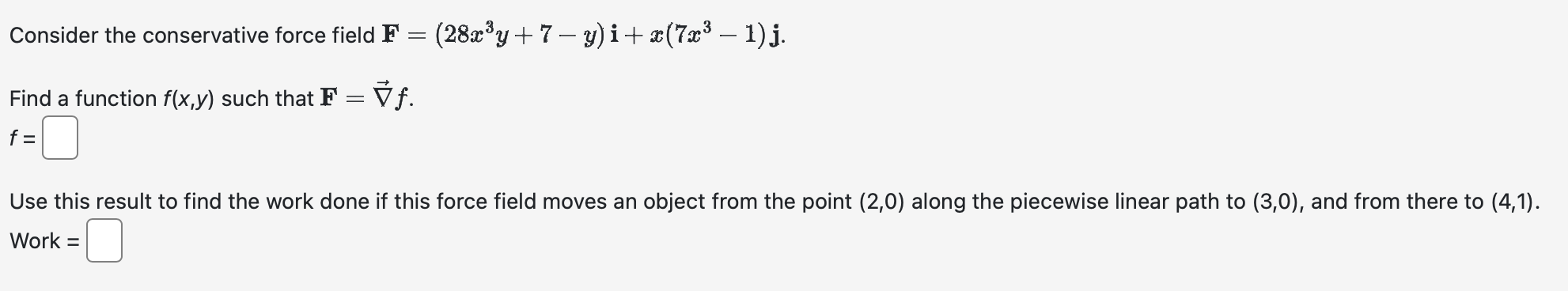 Solved Consider the conservative force field | Chegg.com