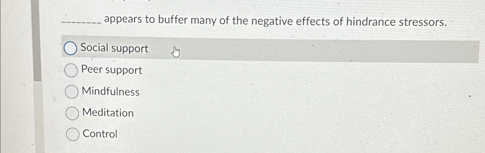 Solved appears to buffer many of the negative effects of | Chegg.com