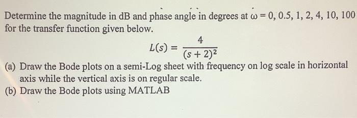 Solved Determine the magnitude in dB and phase angle in | Chegg.com