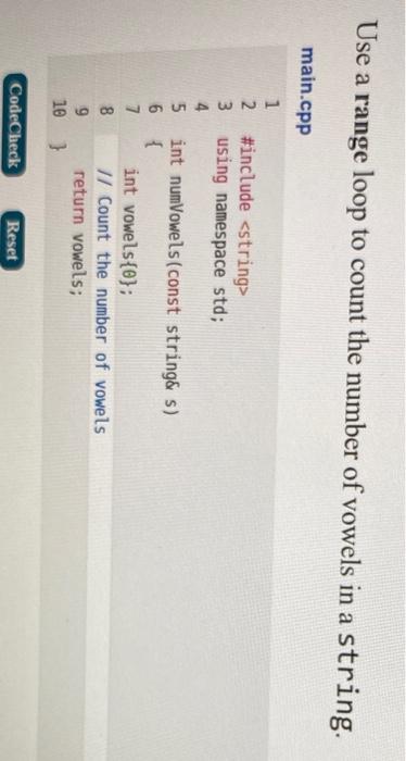 Solved Use a range loop to count the number of vowels in a | Chegg.com