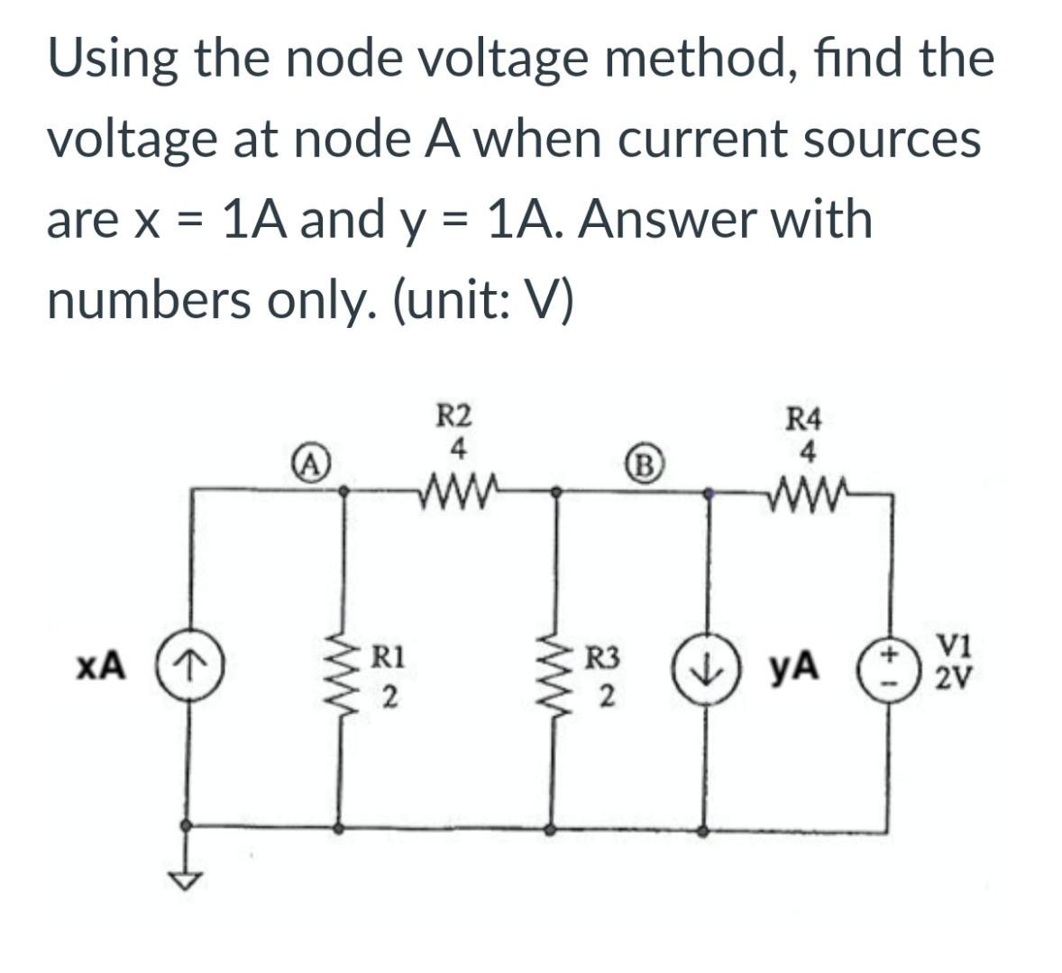 Solved Using the node voltage method, find the voltage at | Chegg.com