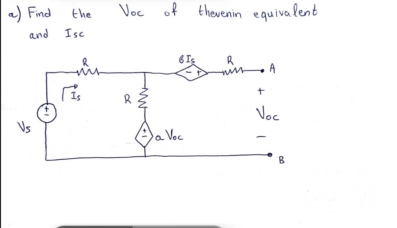 Solved 1) ﻿﻿Find the Voc of thevenin equivalent and Isc of | Chegg.com