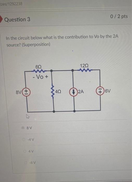 Solved In the circuit below what is the contribution to Vo | Chegg.com