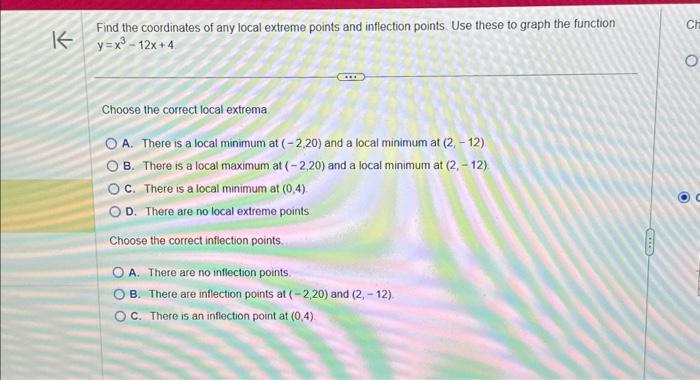 Solved Find the coordinates of any local extreme points and | Chegg.com