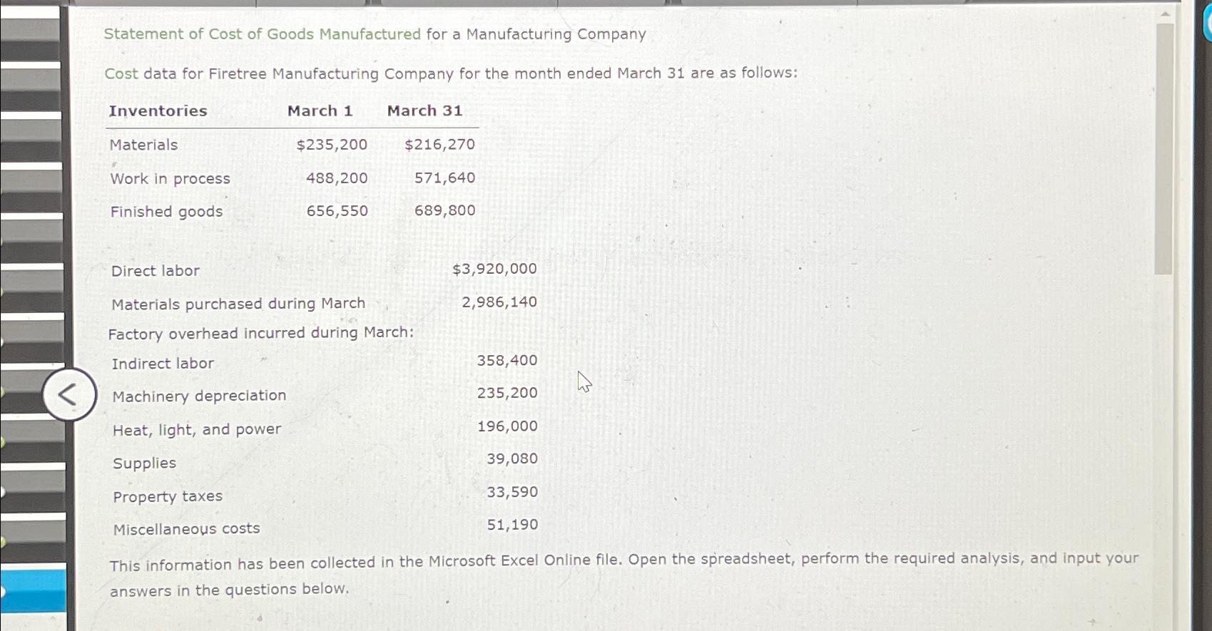 Solved Statement of Cost of Goods Manufactured for a | Chegg.com