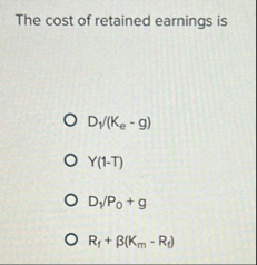 Solved The cost of retained earnings | Chegg.com