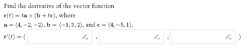 Solved Find the derivative of the vector function ﻿, , | Chegg.com