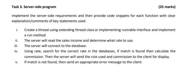 Solved Task 3 Server Side Program 35 Marks Implement The