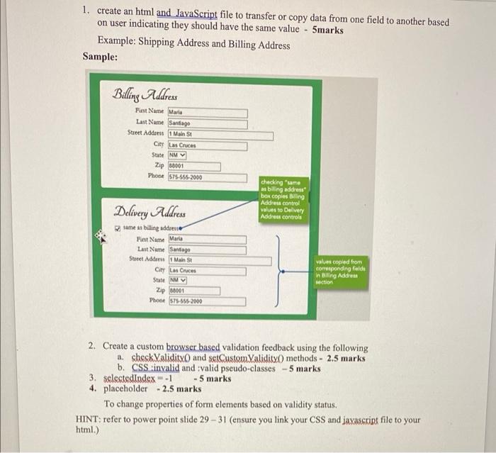 Solved 1. create an html and JavaScript file to transfer or | Chegg.com