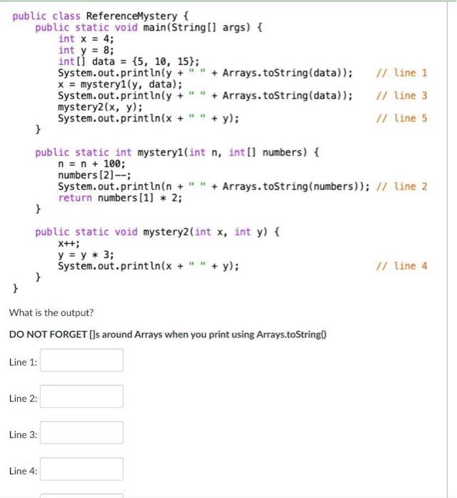 Solved public class ReferenceMystery { public static void | Chegg.com