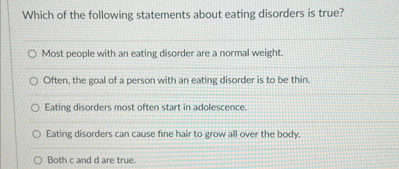 Solved Which of the following statements about eating | Chegg.com
