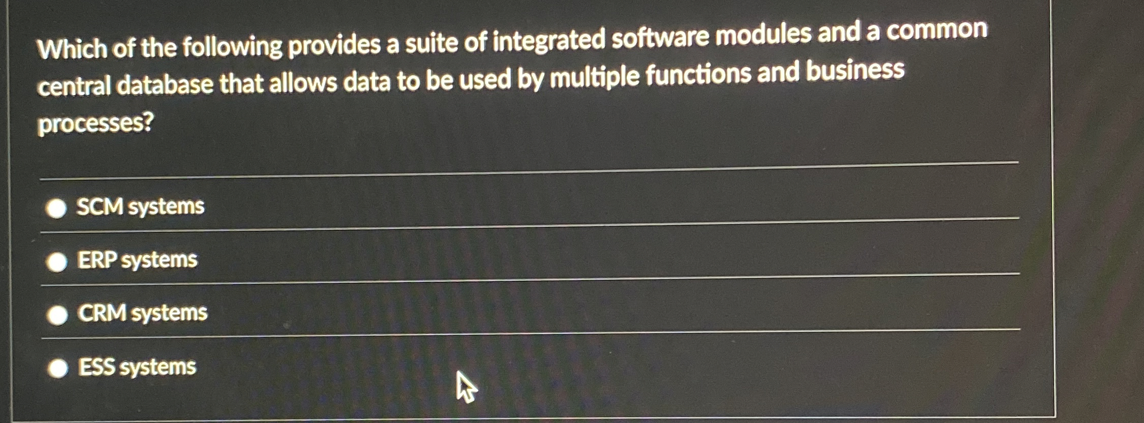 Solved Which of the following provides a suite of integrated | Chegg.com