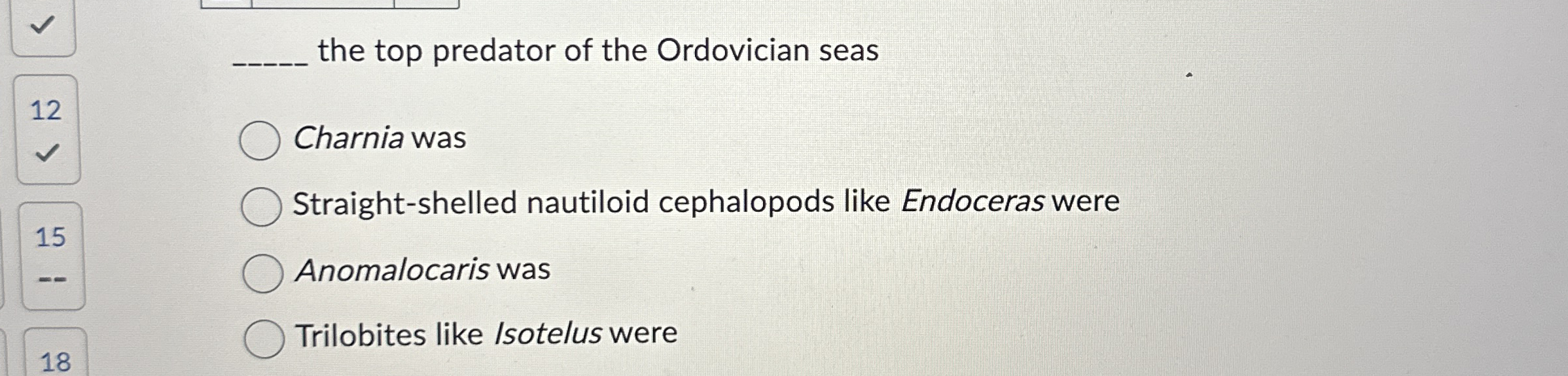 Solved the top predator of the Ordovician seasCharnia | Chegg.com