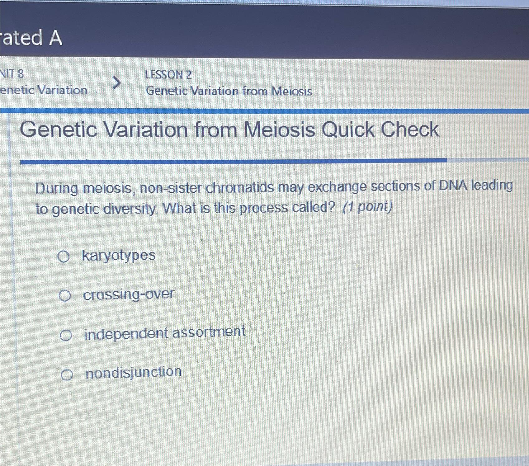 Solved ated ANIT 8LESSON 2enetic VariationGenetic Variation | Chegg.com