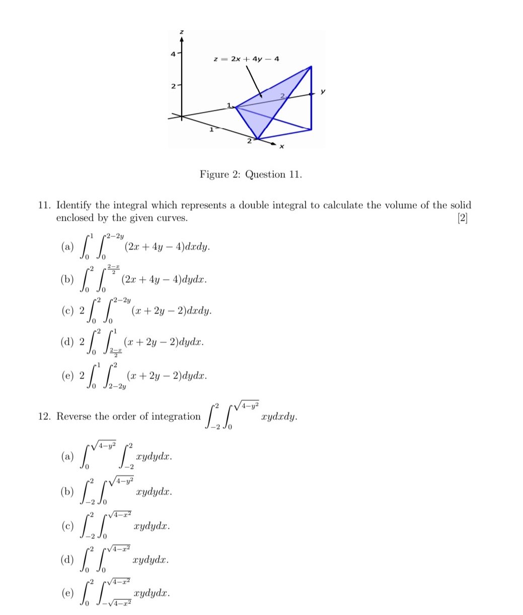 Solved Figure 2: Question 11.11. ﻿Identify the integral | Chegg.com