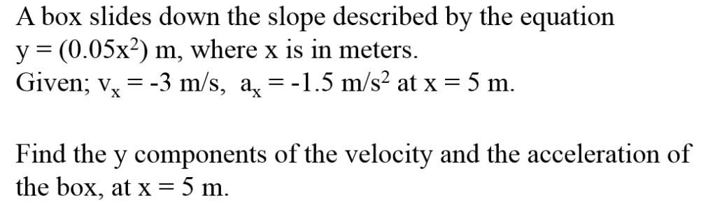 Solved A box slides down the slope described by the equation | Chegg.com